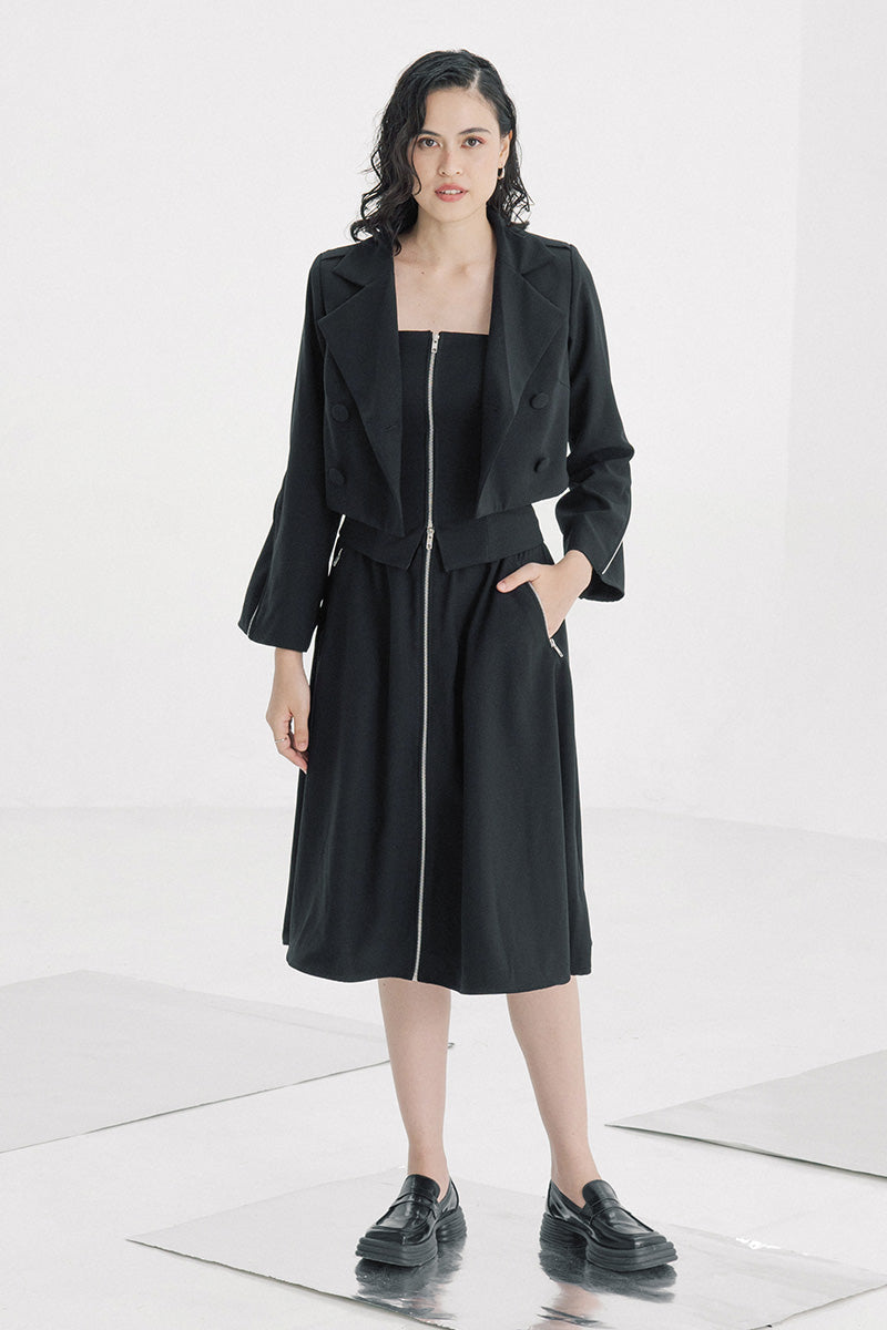 Zipper Crop Jacket In Black